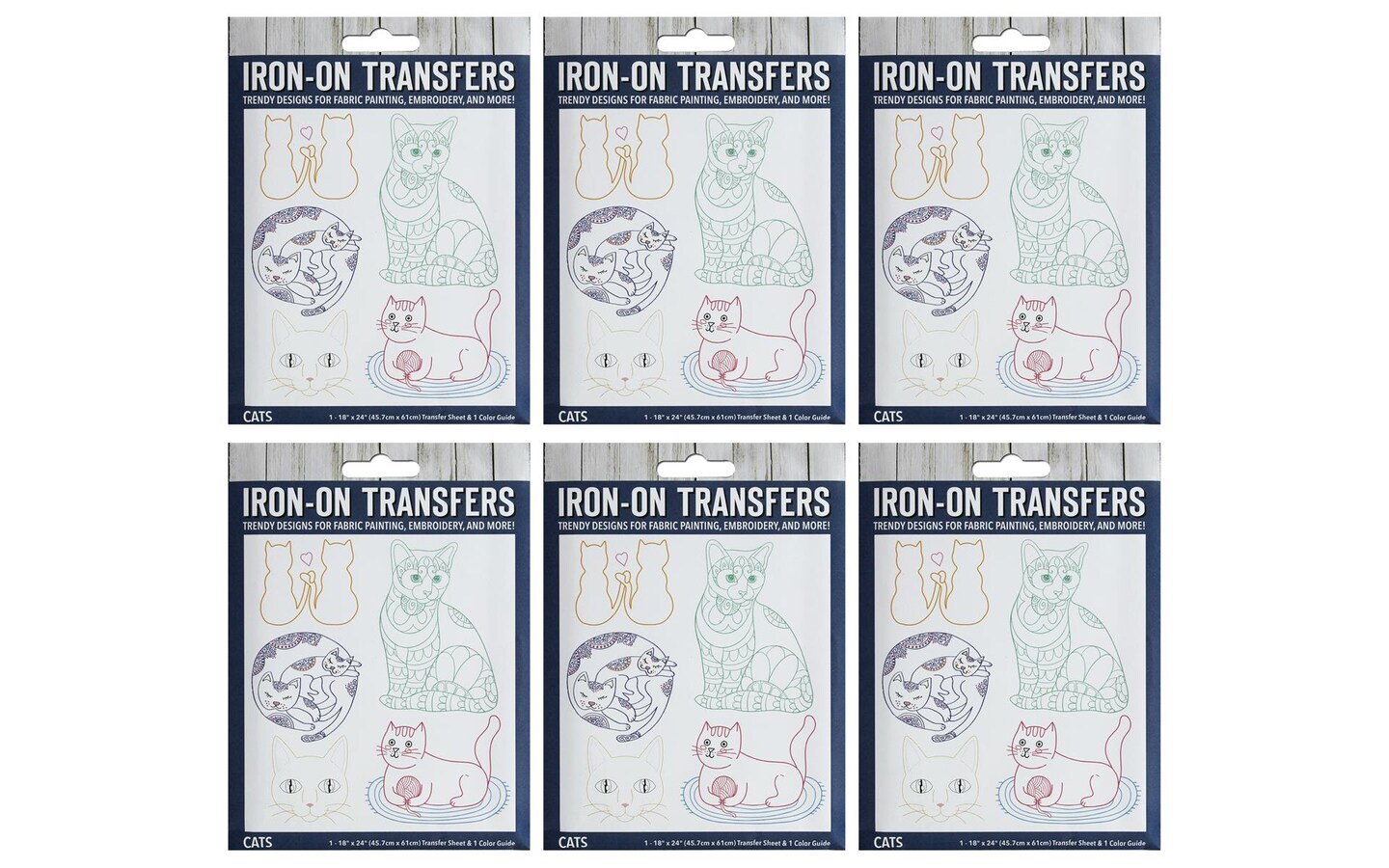 Leisure Arts Bundle Iron-On Transfer, Cat, 6pc., Embroidery Patterns ...