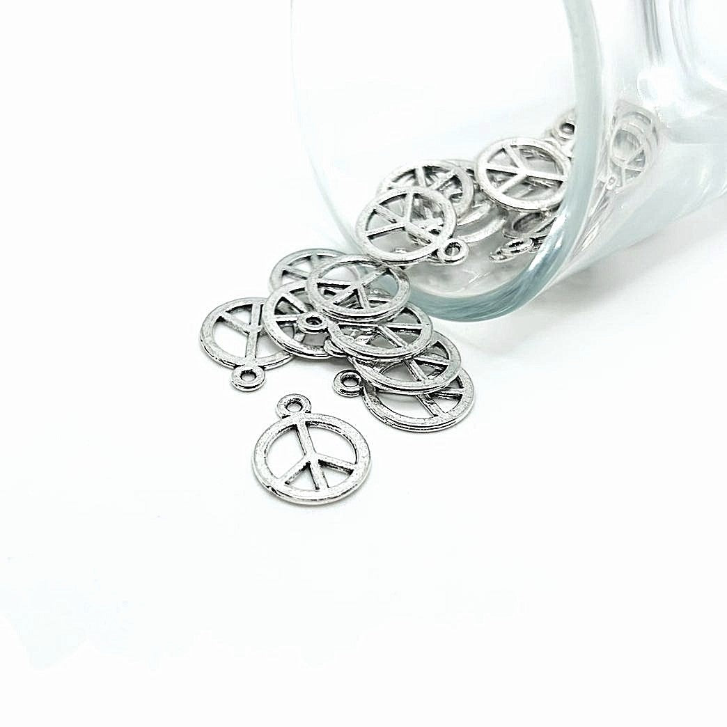4, 20 or 50 Pieces: Silver Peace Hippie Charms | Michaels