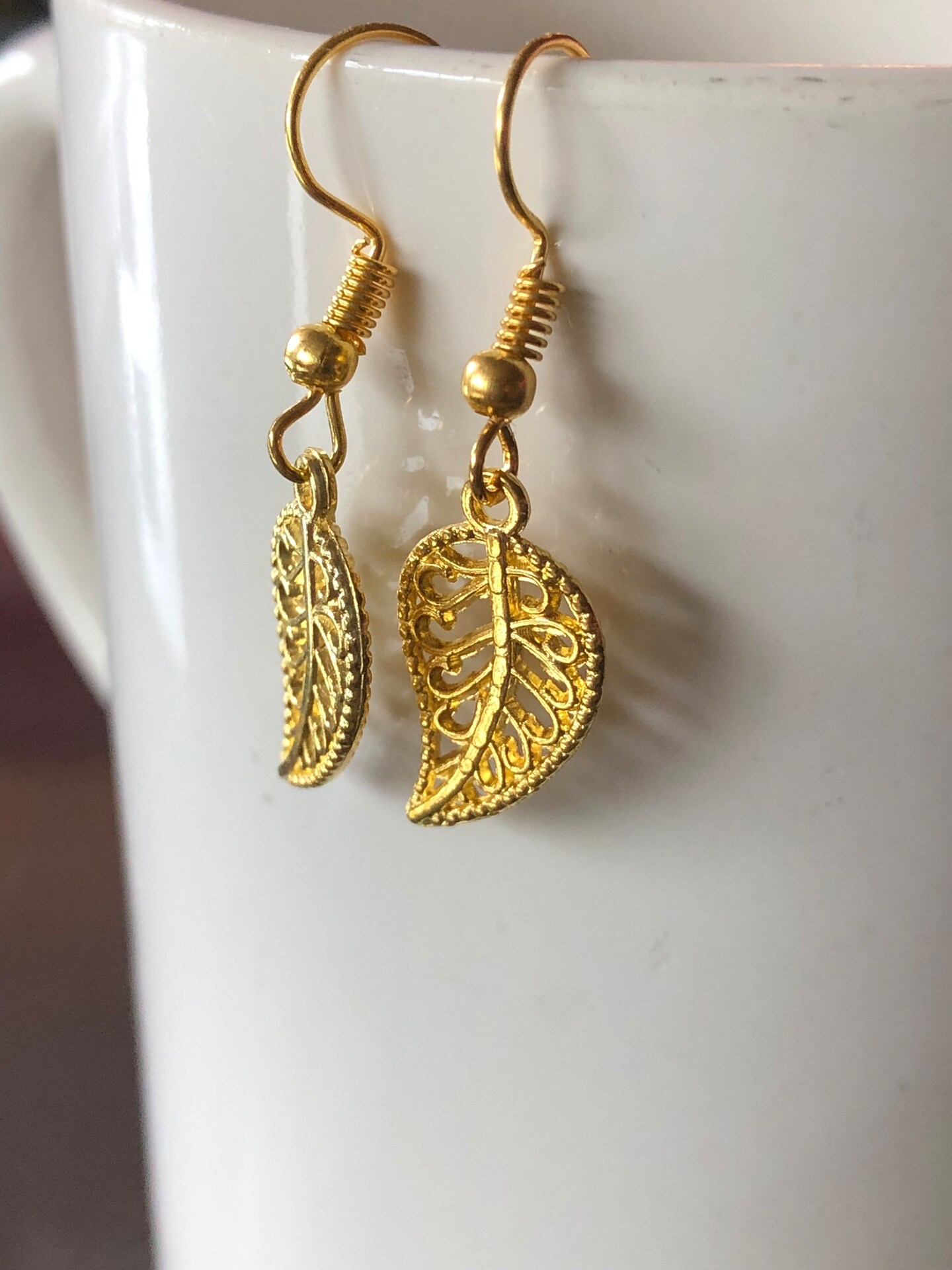 Gold Leaf Filigree Earrings Dangle | MakerPlace by Michaels
