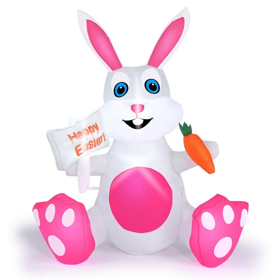 4FT Inflatable Easter Bunny Rabbit LED lights Illuminated Garden ...