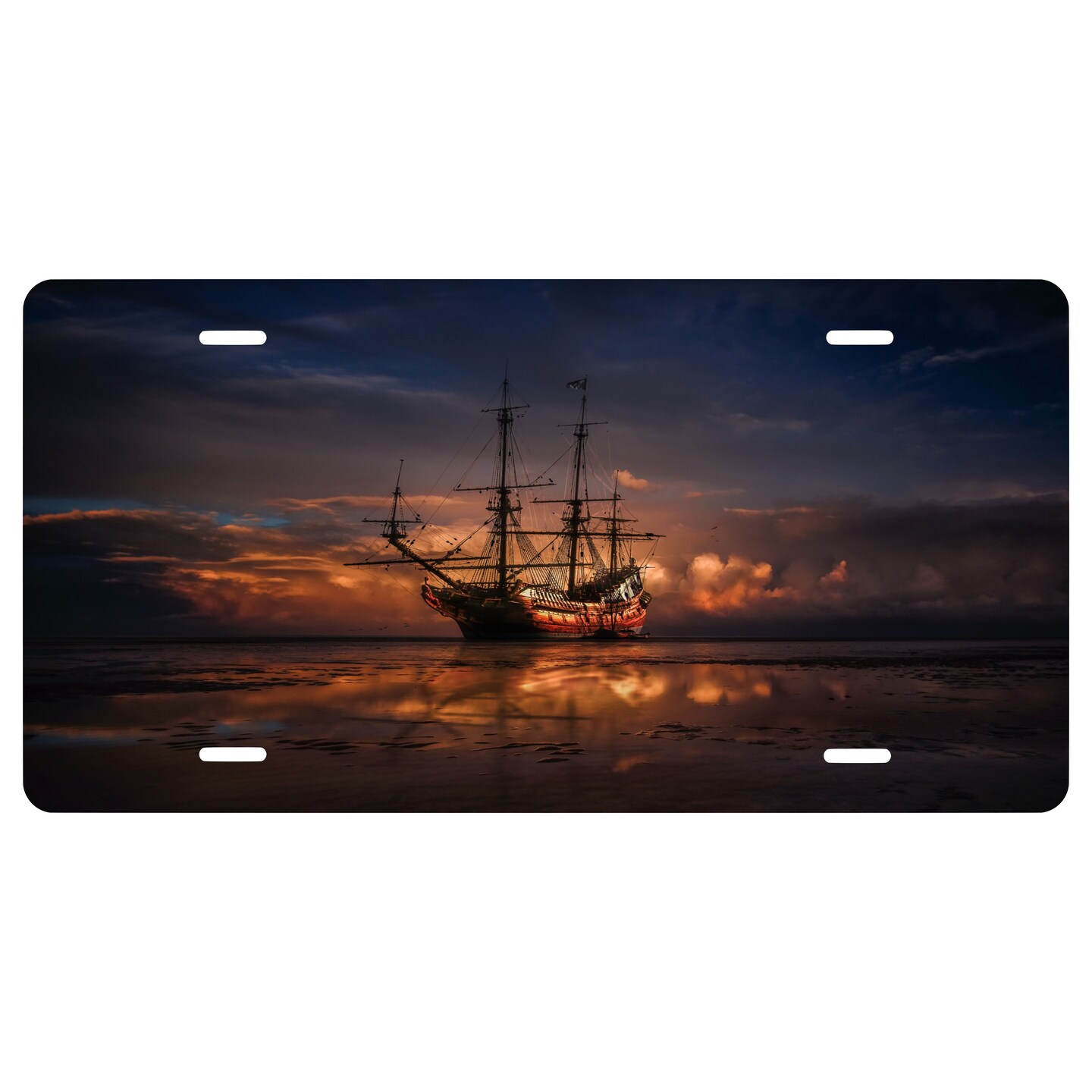 Pirate Ship "Sunset 2" Novelty Front License Plate - Caribbean - Flag ...