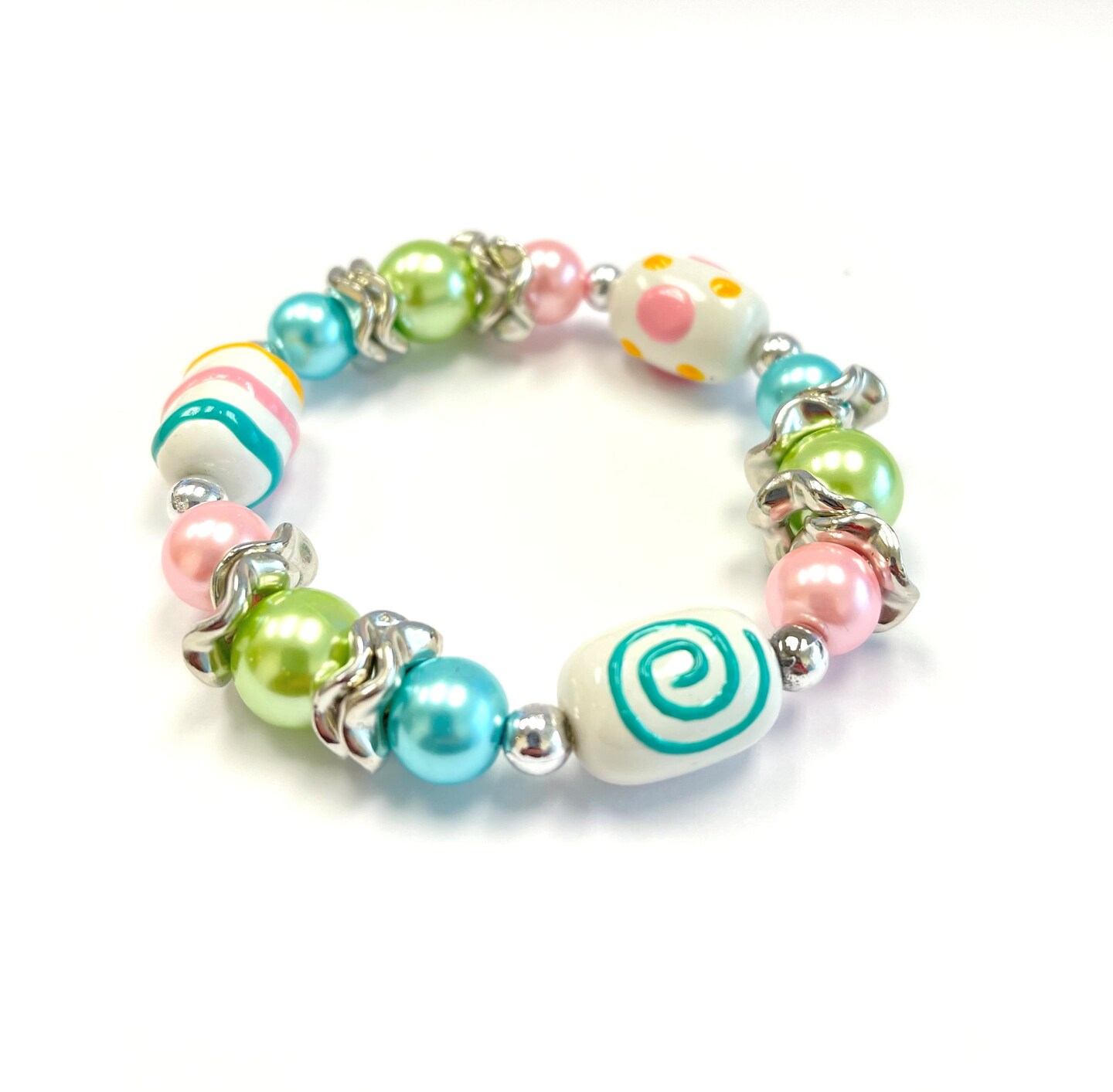 Easter Bracelet For Girls, Spring Easter Egg Beaded Pastel Jewelry For ...