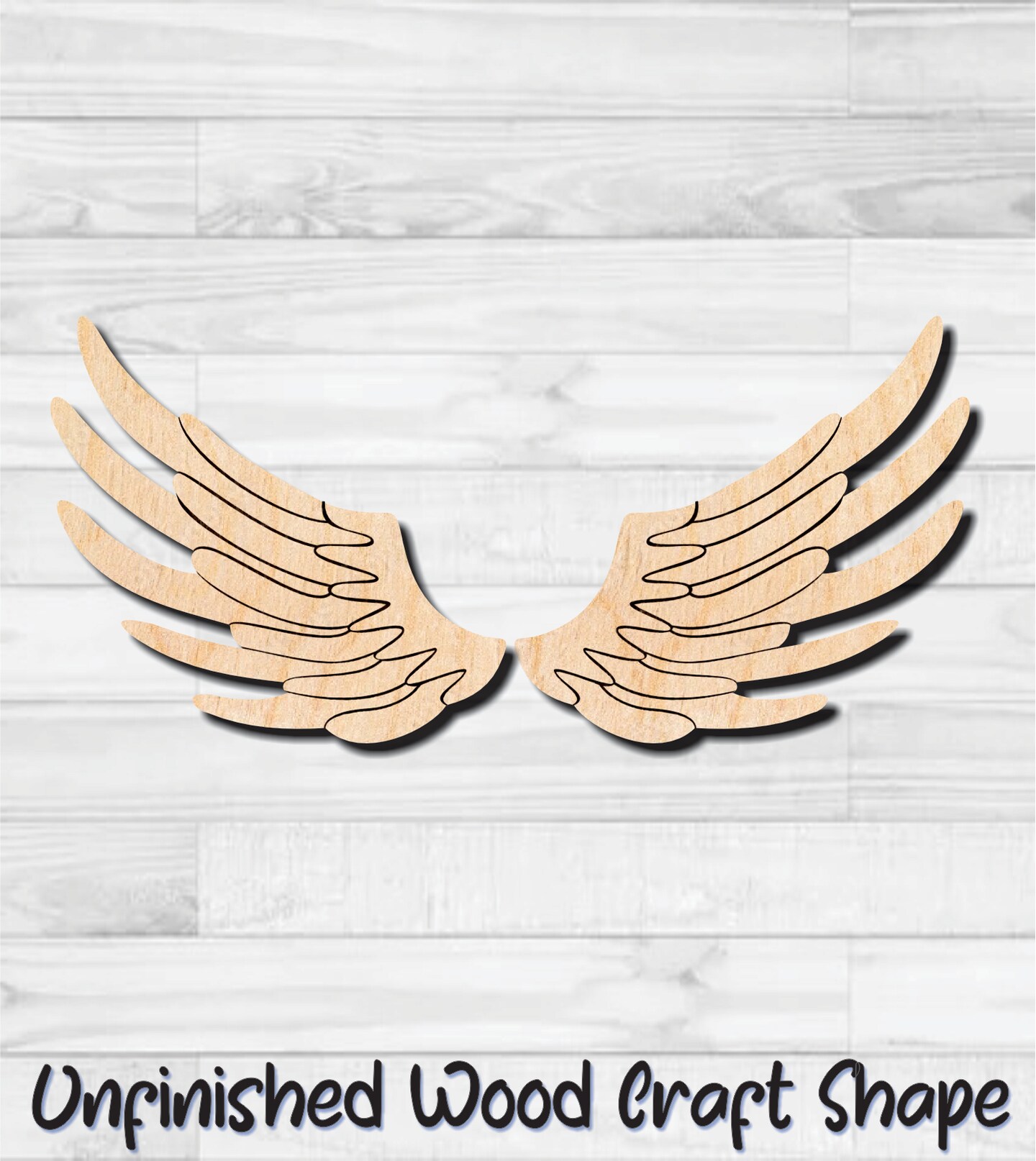 Angel Wings 2 Unfinished Wood Shape Blank Laser Engraved Cut Out ...