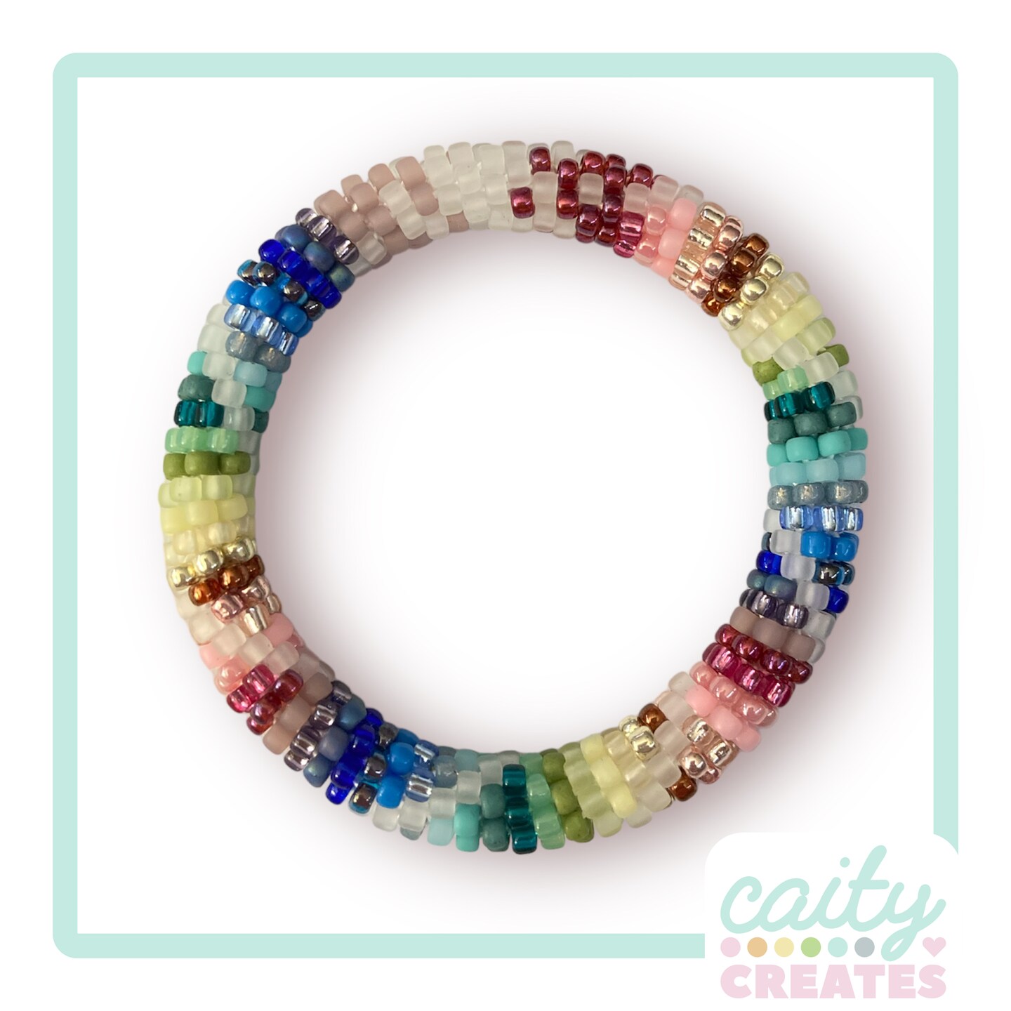 Rainbow Ombre Striped Hand Crocheted Seed Bead Bracelet | MakerPlace by Michaels