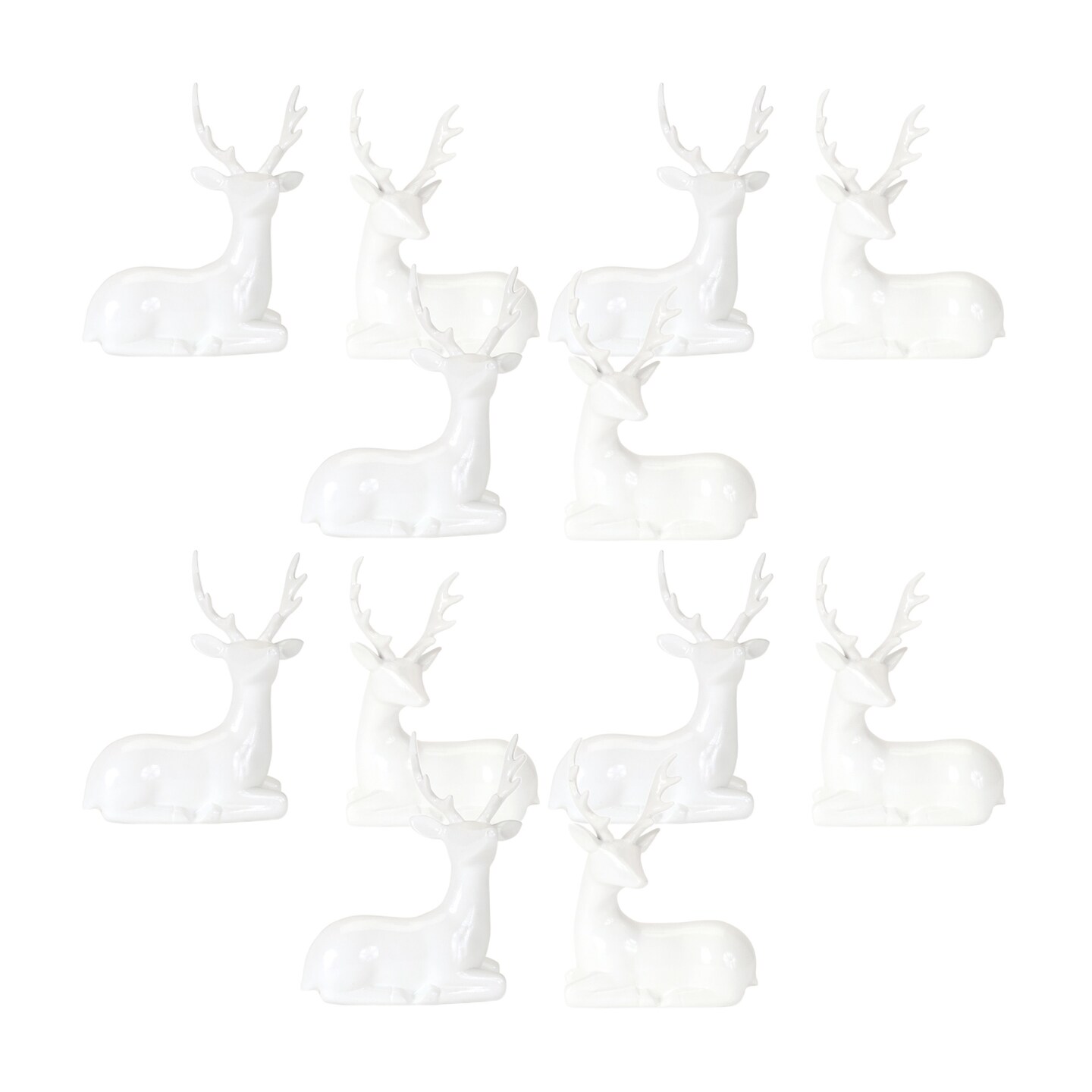Melrose Set of 12 White Sitting Deer Tabletop Figurines 6" | Michaels