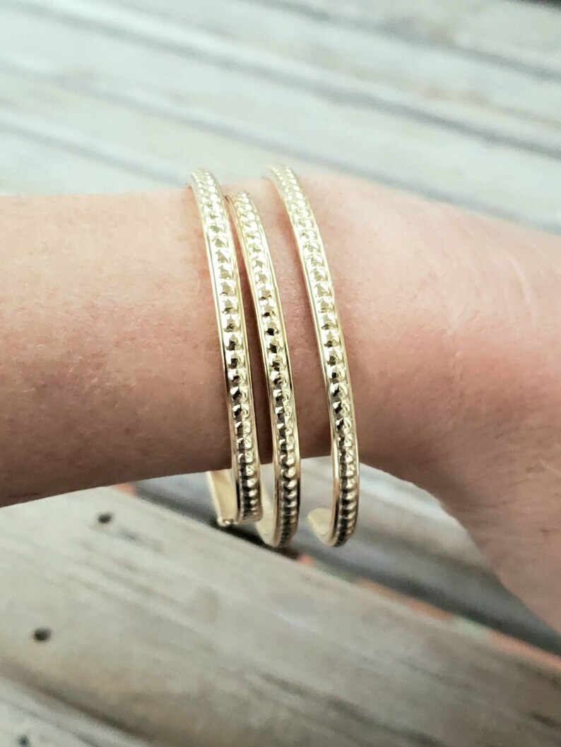 Minimalist Beaded Texture Jewelers Brass, Bronze, or Copper Stacking ...