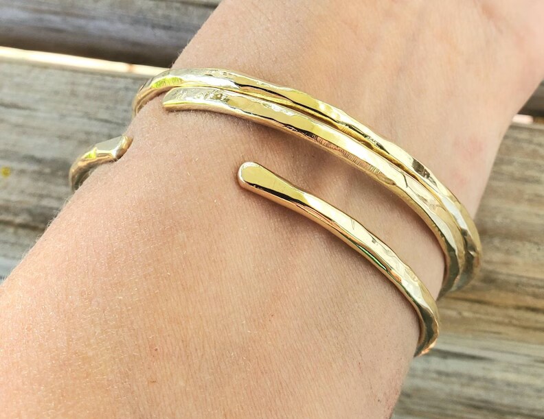 Heavily Hammered Jewelers Brass Stacking Bangle Bracelets, Create Your Set, Also Available in ...