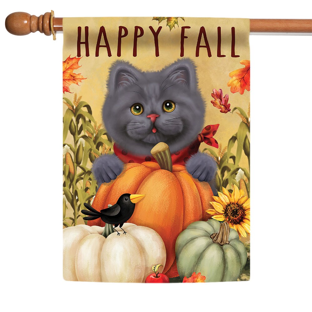 Happy Fall Farm Cat Decorative Fall Double Sided Flag | Michaels