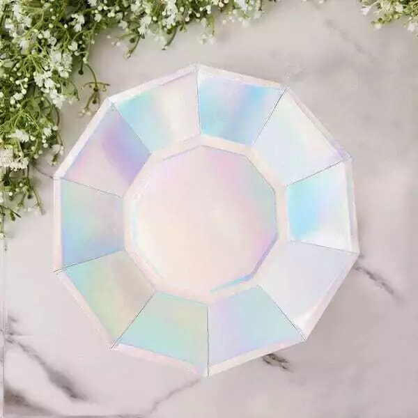 25 IRIDESCENT 9" Decagon Salad Dinner Paper Plates | Michaels