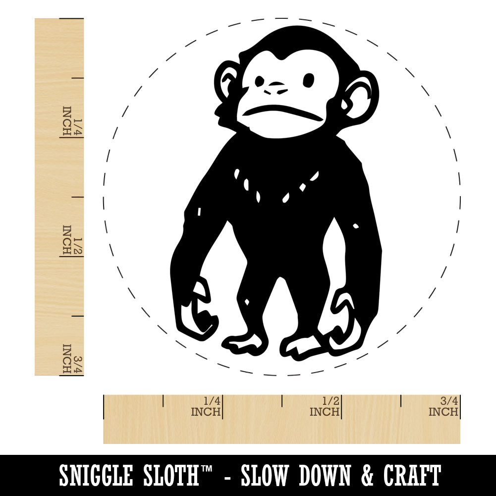 Standing Stoic Chimpanzee Ape Monkey Self-Inking Rubber Stamp Ink ...