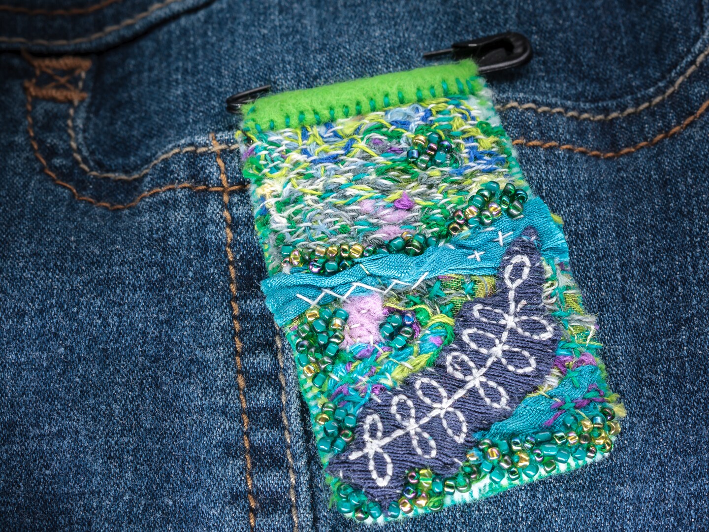 wish talisman, bag charm, safety pin amulet, boho brooch, ooak, green ...