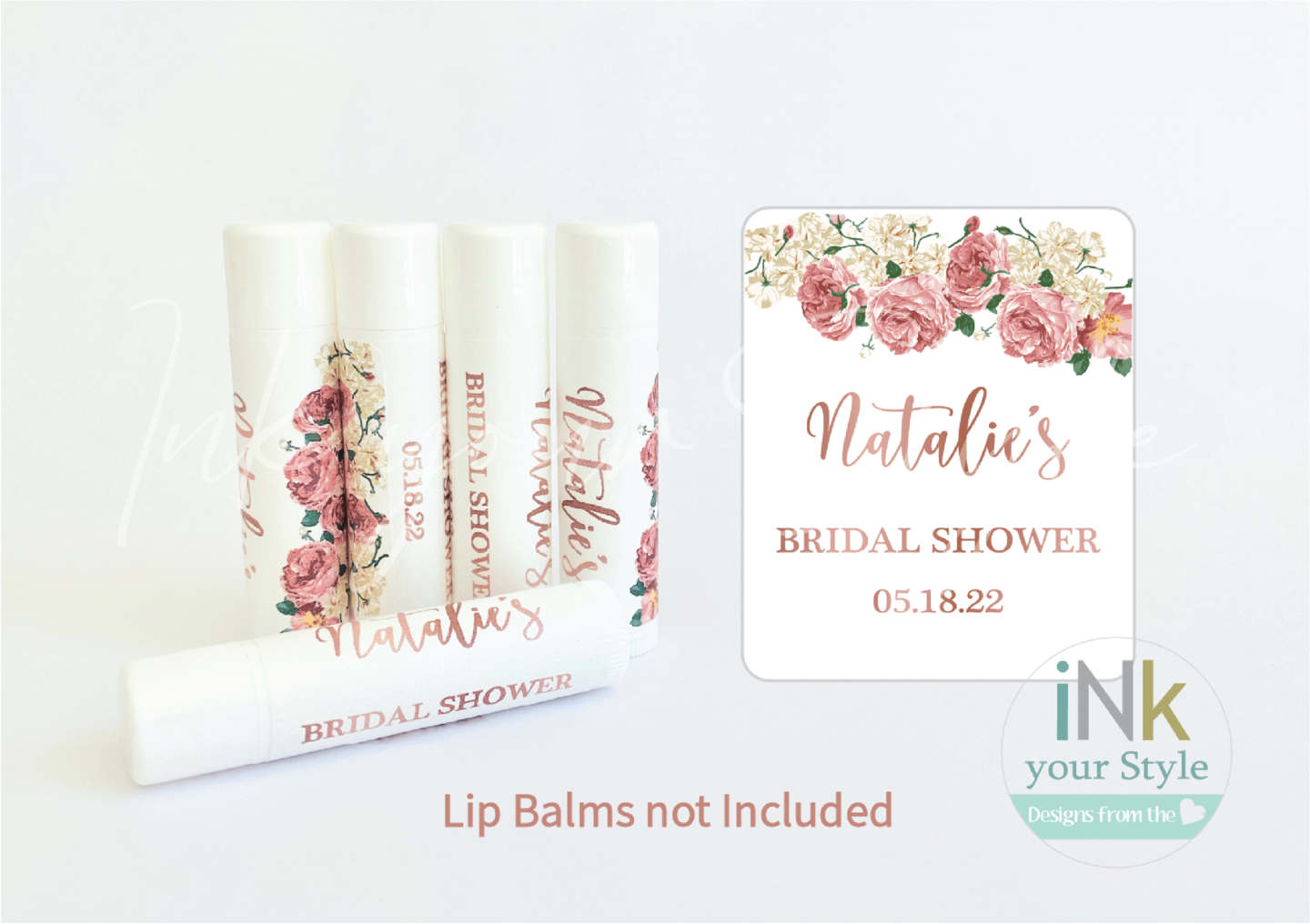 12 Personalized Bridal Shower Lip Balm Labels, Bridal shower favor ...