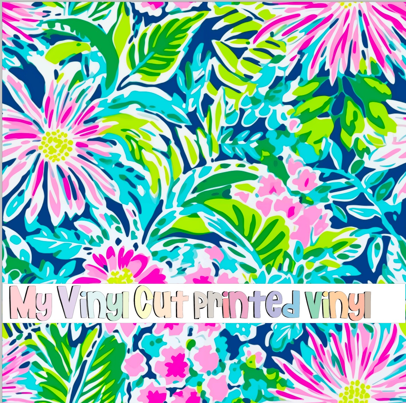 12 x 12 inch Sheet of Printed Vinyl or HTV in the Preppy Florals C ...