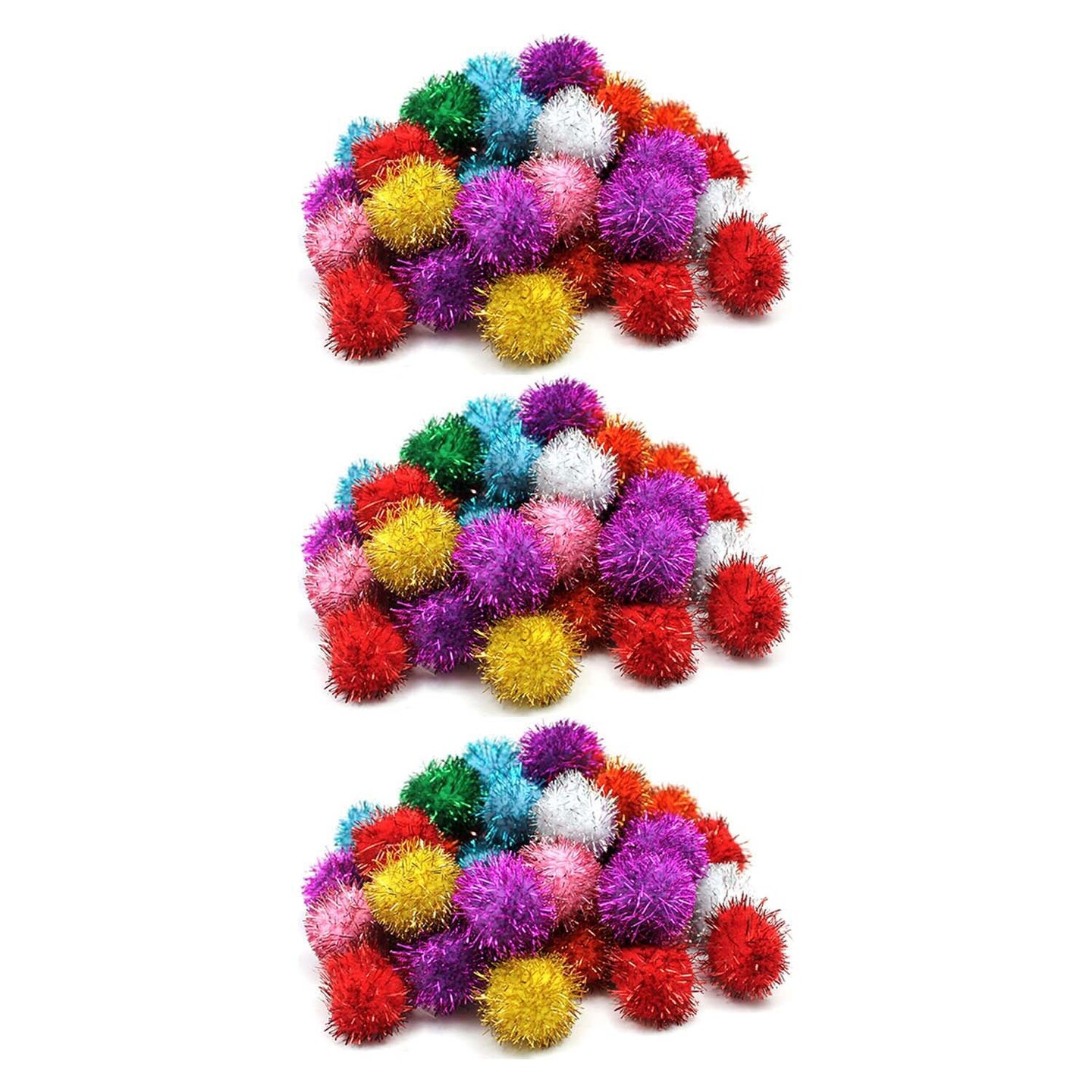 Glitter Pom Pons, Assorted Colors, 1", 40 Pieces Per Pack, 3 Pack ...