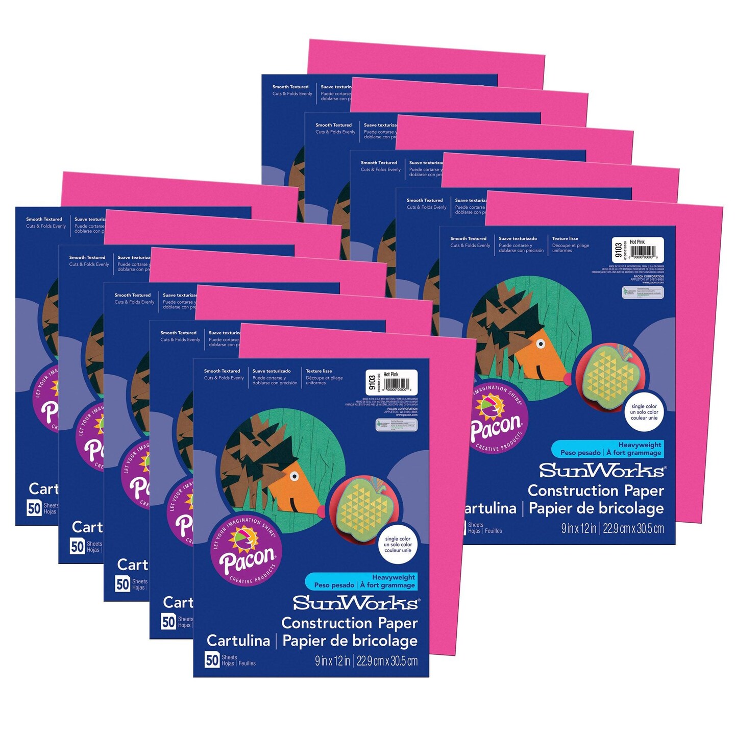 Construction Paper, Hot Pink, 9" x 12", 50 Sheets Per Pack, 10 Packs ...