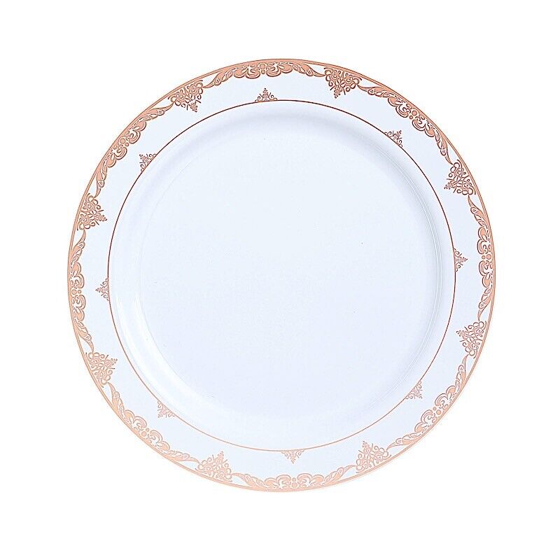 10 WHITE 7.5" Round Salad Plates Lace ROSE GOLD | Michaels
