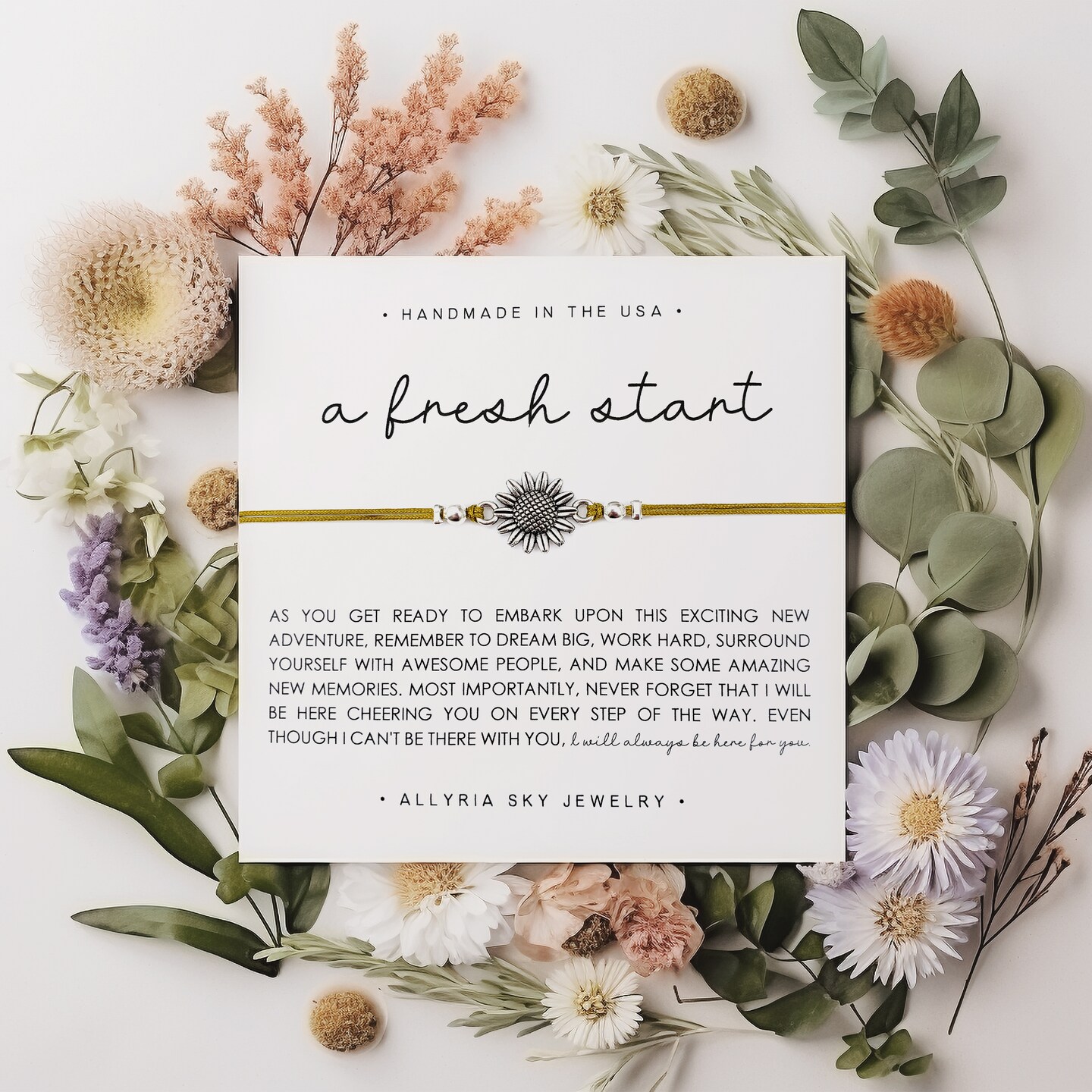 Gift Bracelet with "A Fresh Start" Card, Congratulations, Starting Over ...