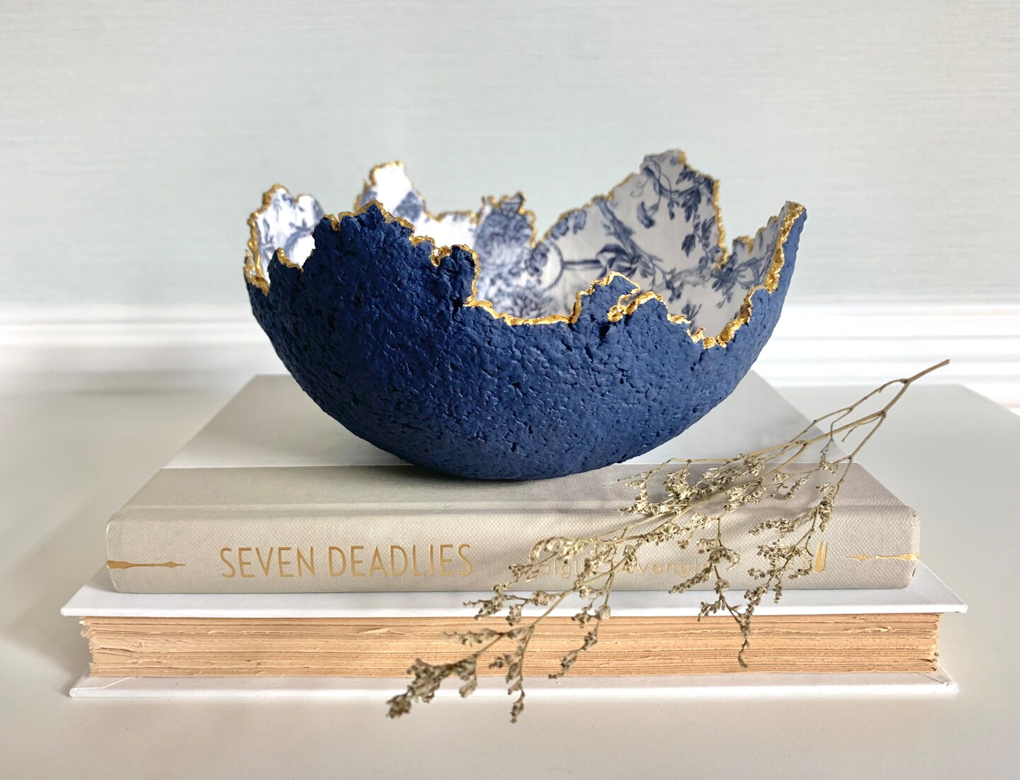 Blue Toile Floral Paper Mache Bowl | MakerPlace by Michaels