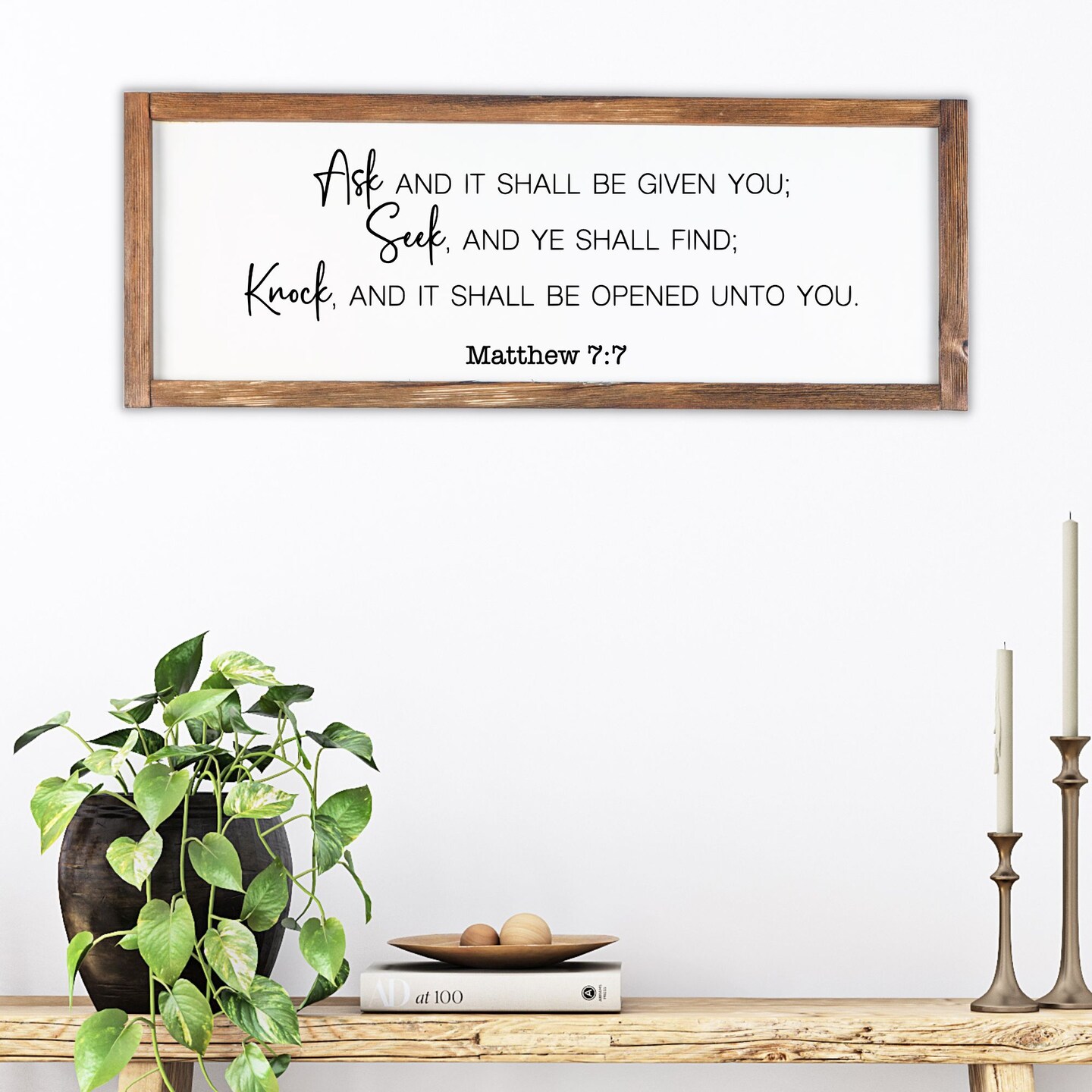 Ask, Seek, Knock Matthew 7:7 Wood Sign, Scripture Wall Decor, Farmhouse ...