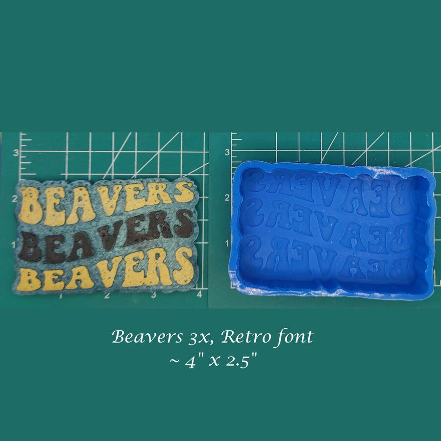 Beavers 3x Retro Font School Mascot Silicone Freshie Mold | Michaels