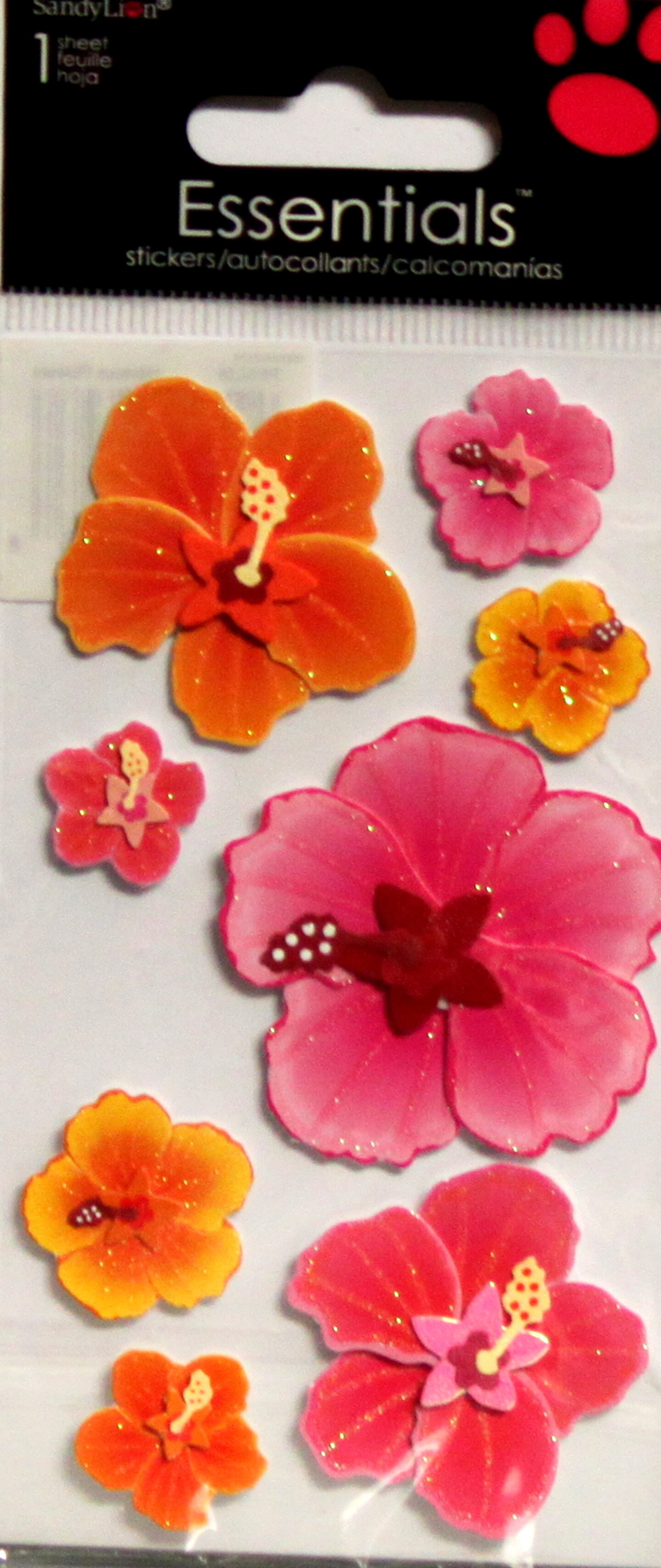 SandyLion Essentials Hibiscus Flowers Dimensional Stickers | Michaels