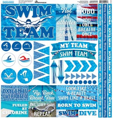 Reminisce Swim Team 12x12 Elements Sticker Sheet | Michaels