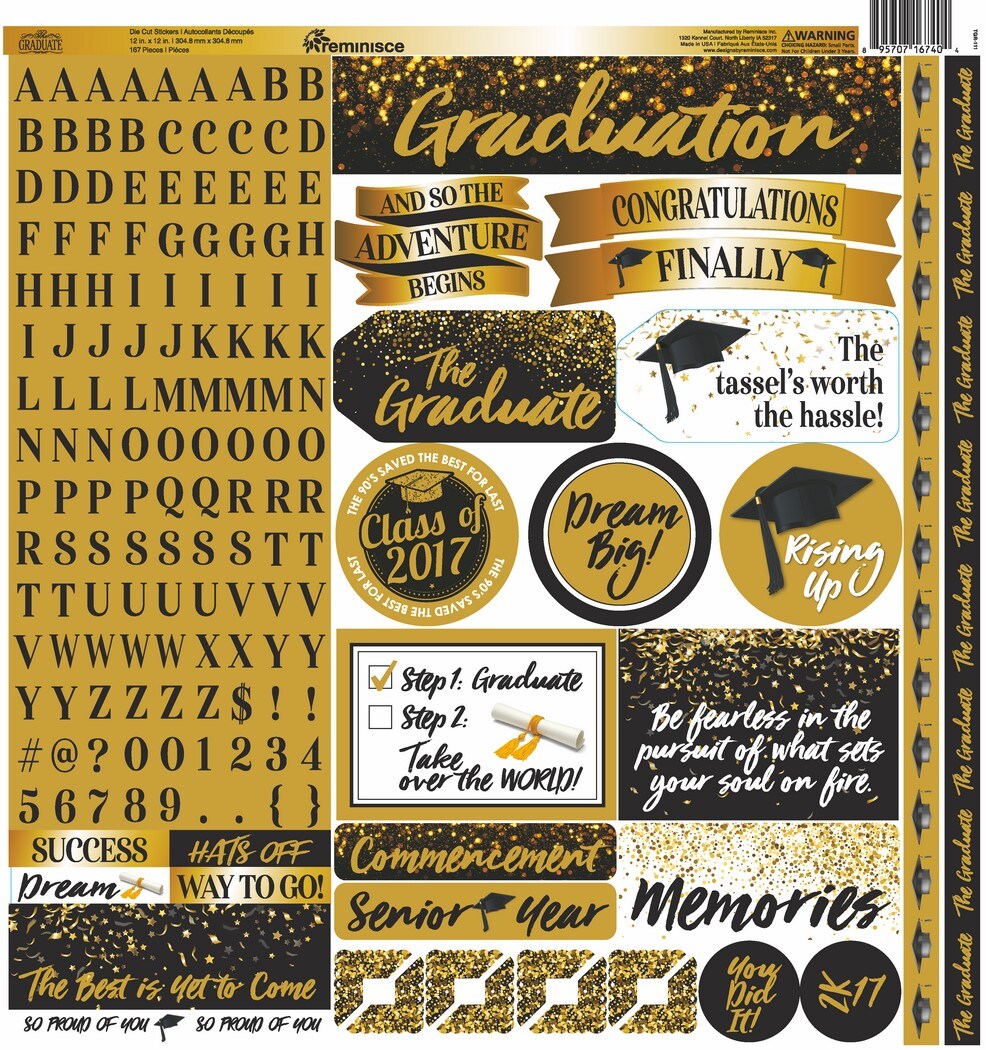 Reminisce The Graduate 12x12 Alpha Sticker Sheet | Michaels