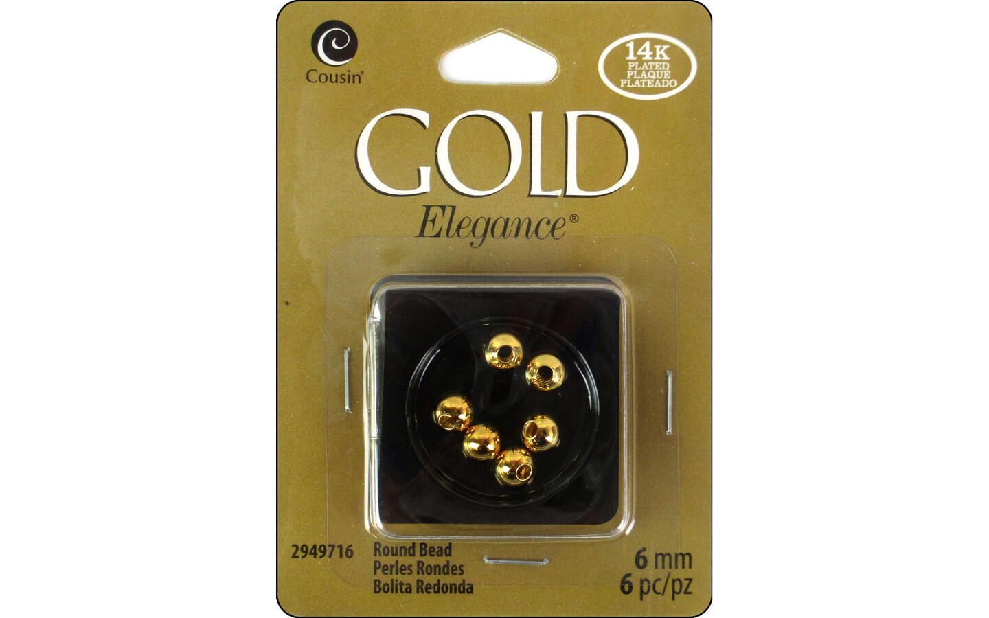 Cousin 14K Gold Plate Elegance Bead Round 6mm 6pc | Michaels