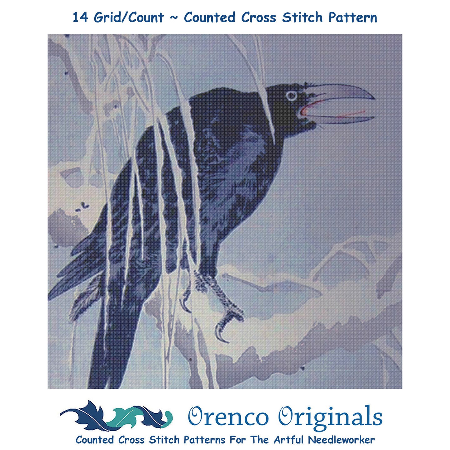 Japanese Artist Ohara (Koson) Shoson's Crow-Square Counted Cross Stitch ...