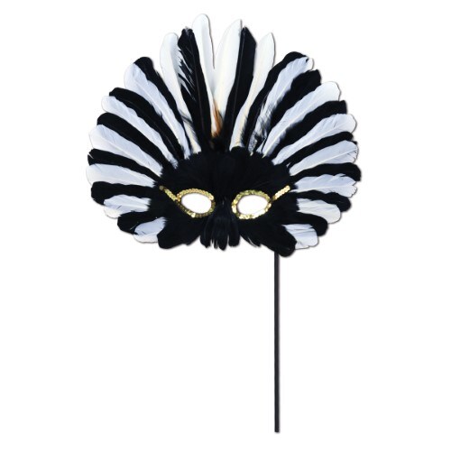 Feathered Mask with Stick | Michaels
