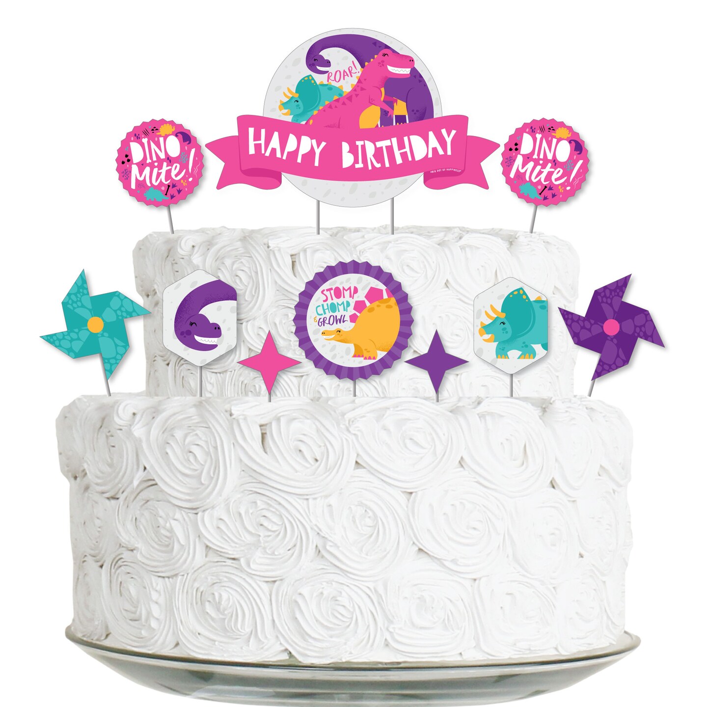 Big Dot of Happiness Roar Dinosaur Girl - Dino Mite Trex Birthday Party ...