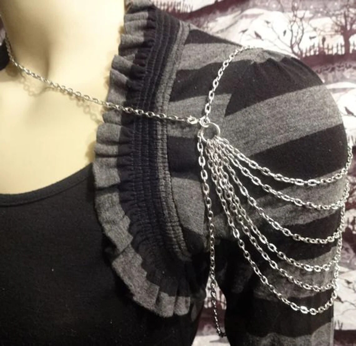 Dark Silver Cascading Shoulder Chain Necklace | MakerPlace by Michaels