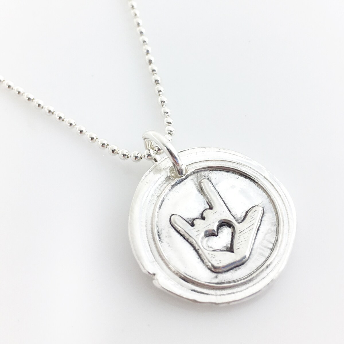 ASL I Love You Symbol Wax Seal Inspired Necklace - handmade, fine ...