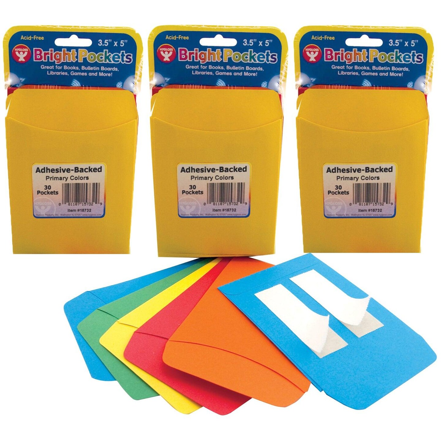Self Adhesive Library Pockets, 3.5" x 4.875", 30 Per Pack, 3 Packs ...