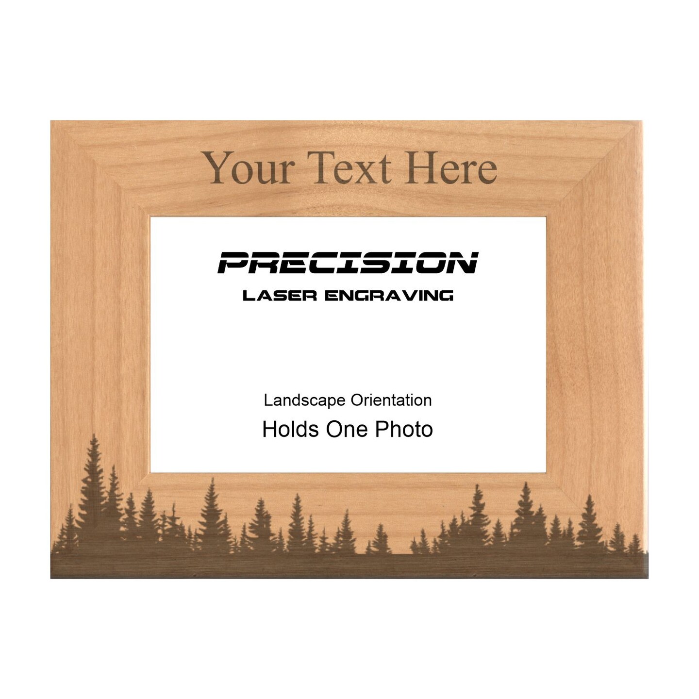 Personalized Picture Frame Pine Forest with Custom Text Engraved Natural Wood Photo Frame (WF ...