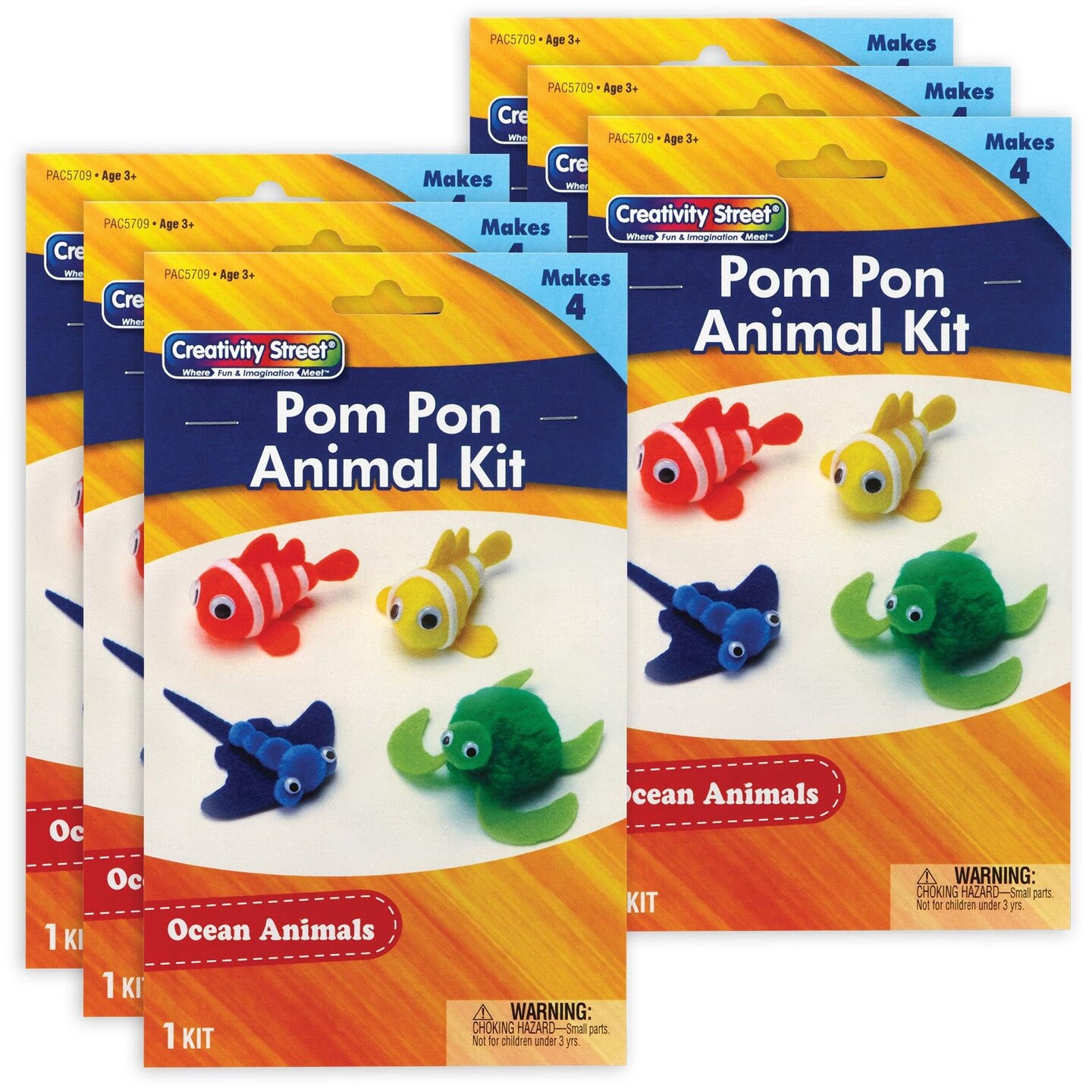 Pom Pon Animal Kit, Ocean Animals, Assorted Sizes, 4 Animals Per Kit, 6 ...
