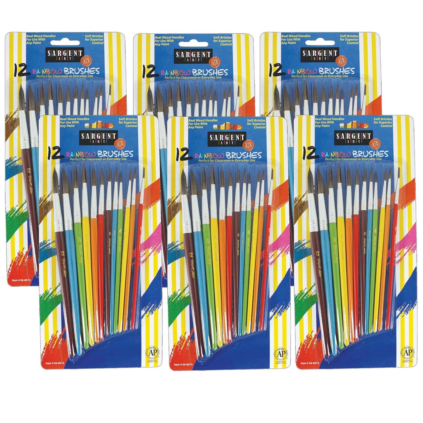 Rainbow Paint Brush Set, Assorted Sizes, 12 Per Pack, 6 Packs | Michaels