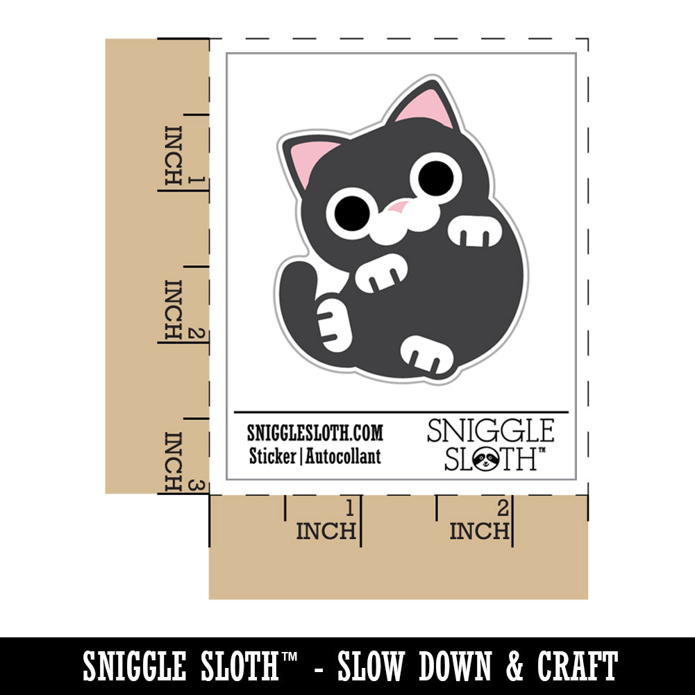 Round Cat Playful Waterproof Vinyl Phone Tablet Laptop Water Bottle ...
