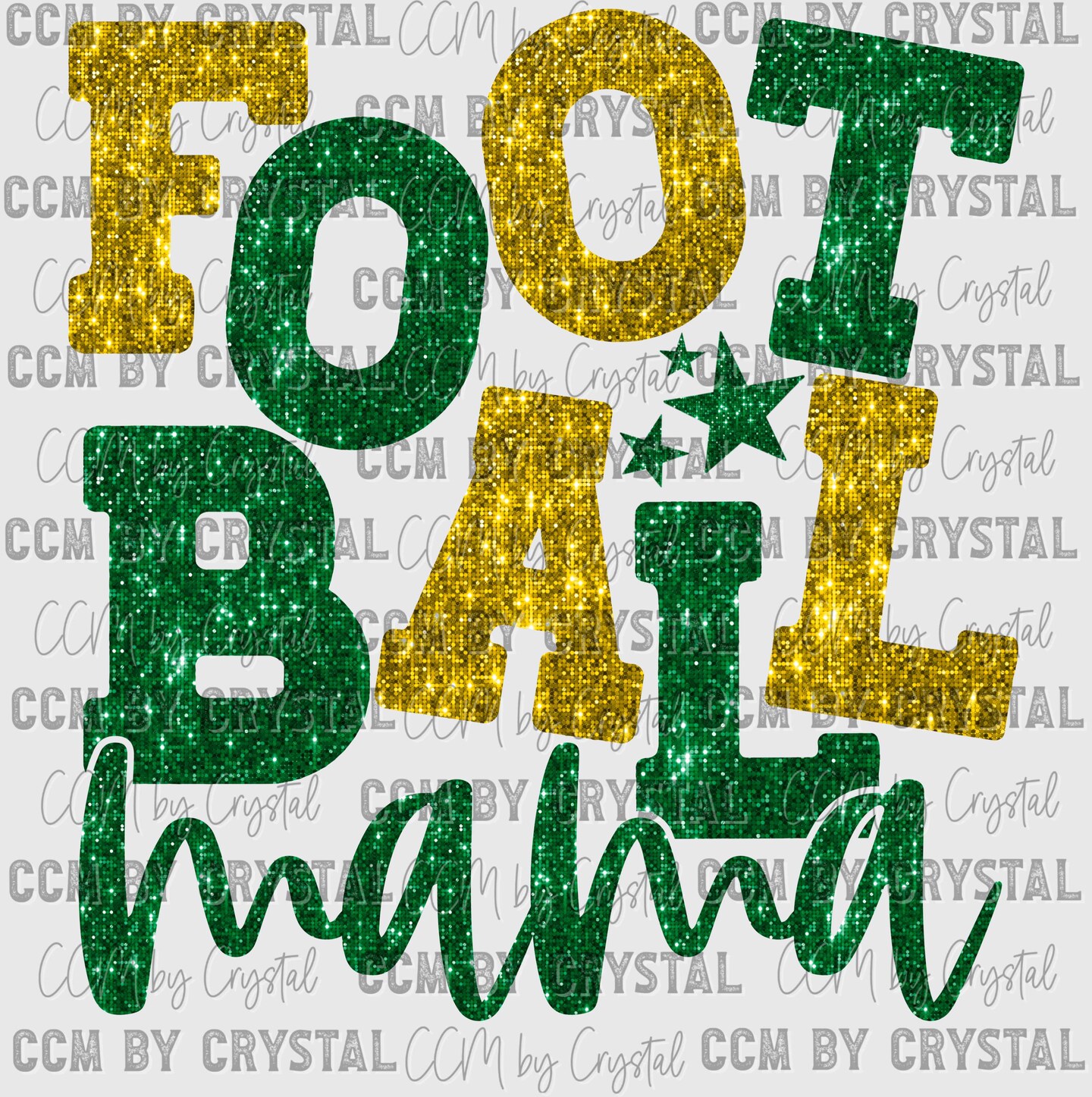 Football Mama Green and Gold Faux Sequins Ready to Press Transfer DTF ...