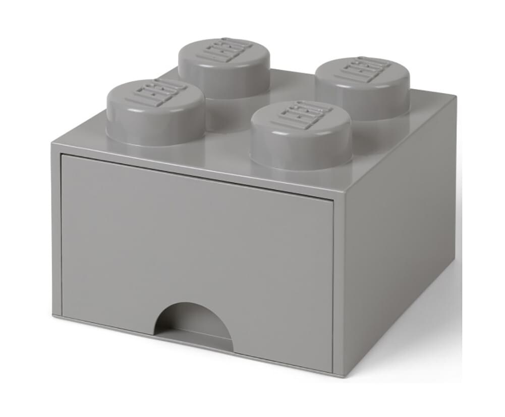 LEGO Brick Drawer, 4 Knobs, 1 Drawer, Stackable Storage Box, Stone Grey ...