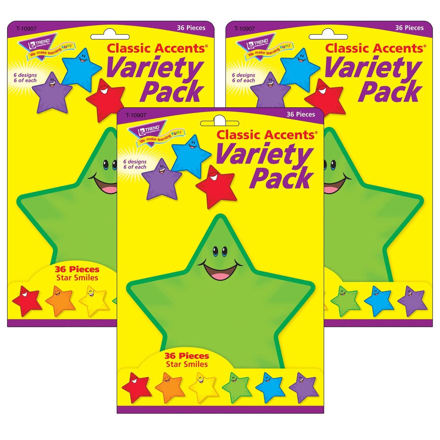 Star Smiles Classic Accents® Variety Pack, 36 Per Pack, 3 Packs | Michaels