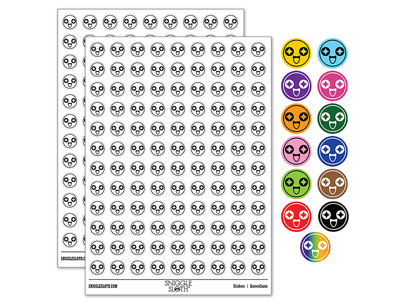 Kawaii Cute Starry Eye Excited Face 200+ 0.50" Round Stickers | Michaels