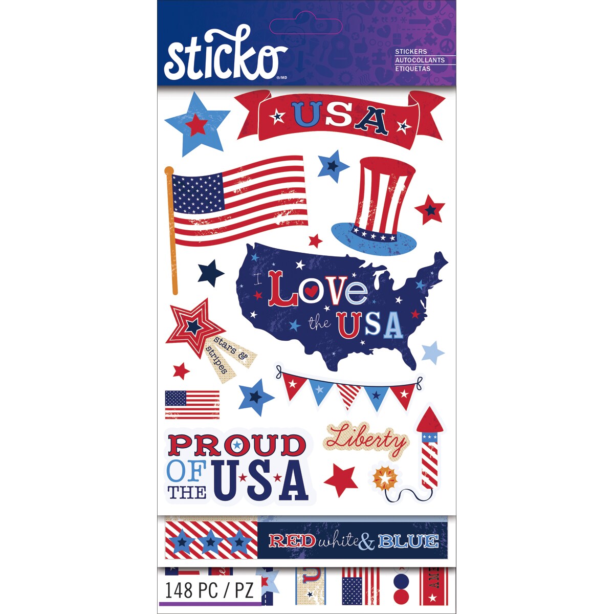 Sticko Themed Flip Pack Stickers 148/Pkg-Patriotic | Michaels