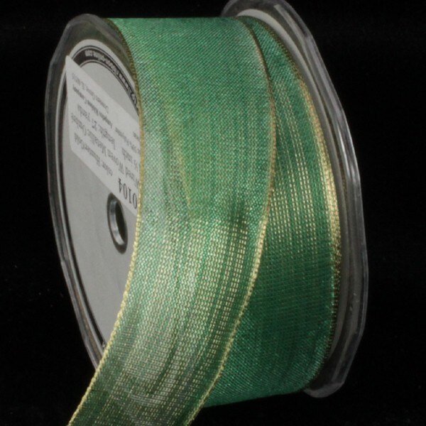 The Ribbon People Hunter Green and Gold Ombre Sheer Woven Metallic ...