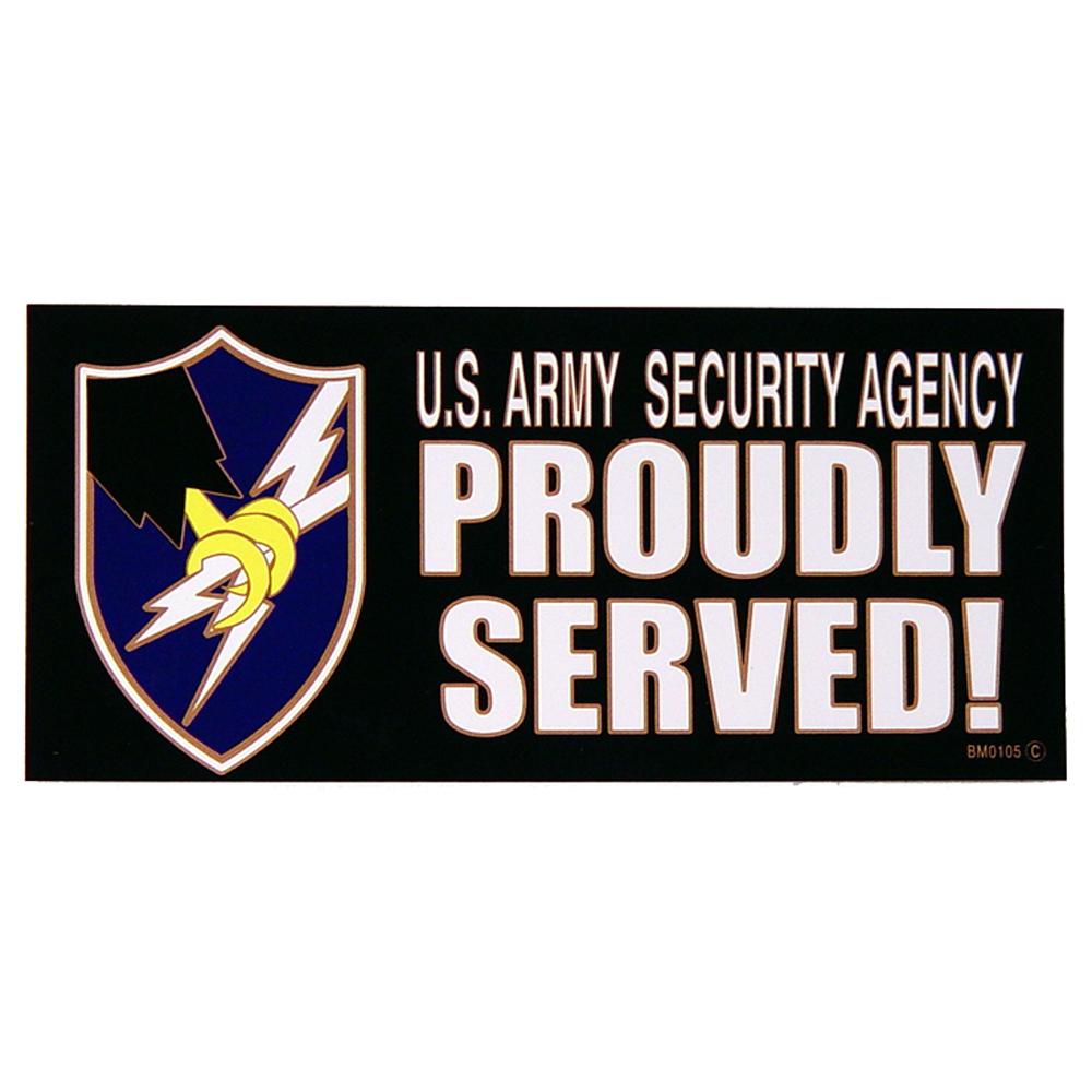 U.S. Army Security Agency Proudly Served Bumper Sticker 3"X6-1/2 ...