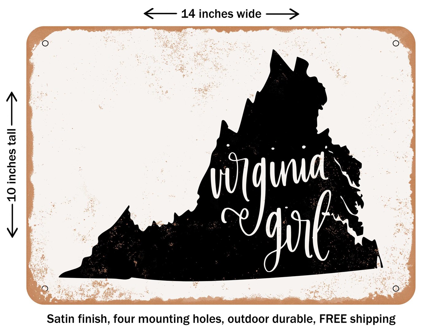 DECORATIVE METAL SIGN - Virginia Girl - Vintage Rusty Look | Michaels