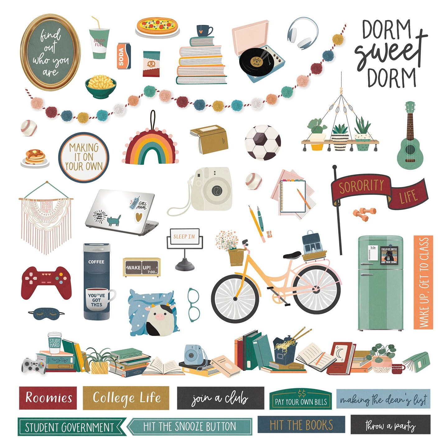 Campus Life Stickers 12"X12"-Girl Elements | Michaels
