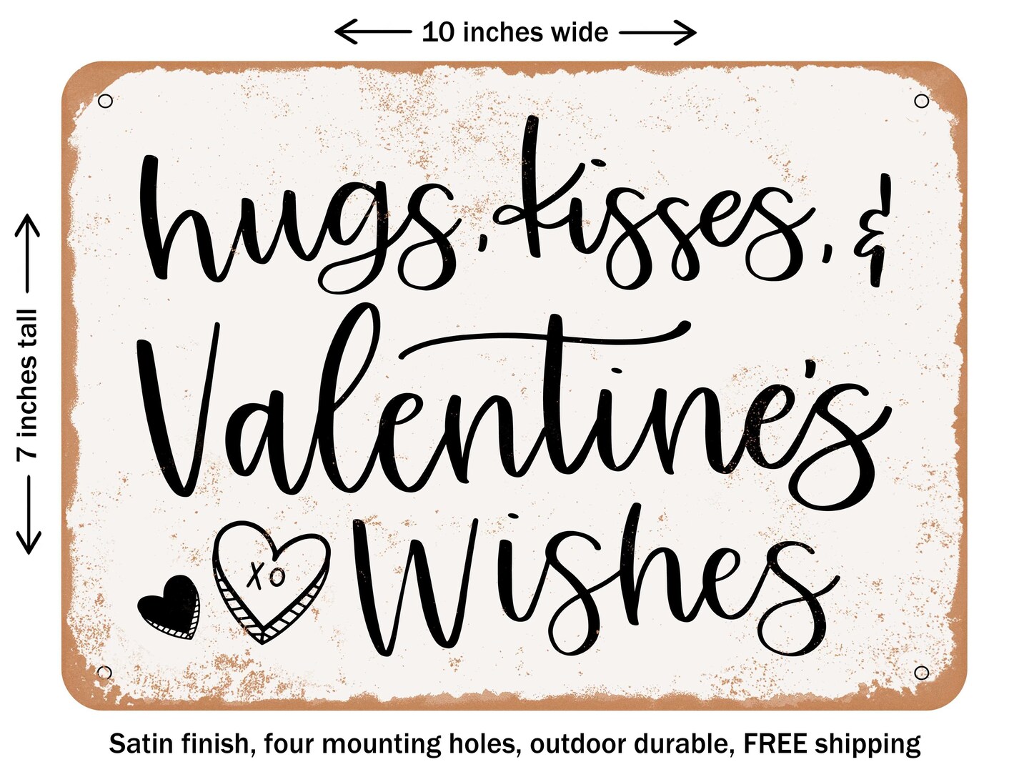 DECORATIVE METAL SIGN - Hugs Kisses - Vintage Rusty Look | Michaels