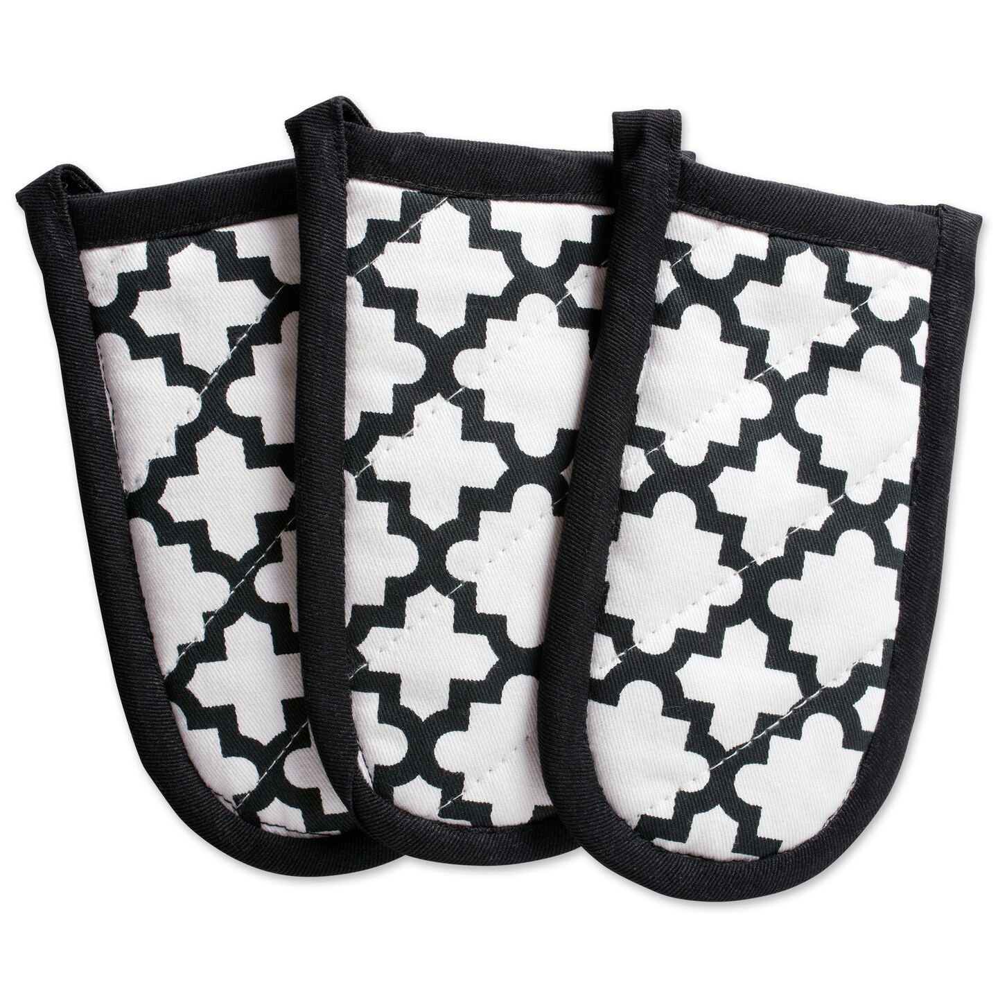 CC Home Furnishings Lattice Cotton Kitchen Pan Handles - 6" - Black and ...