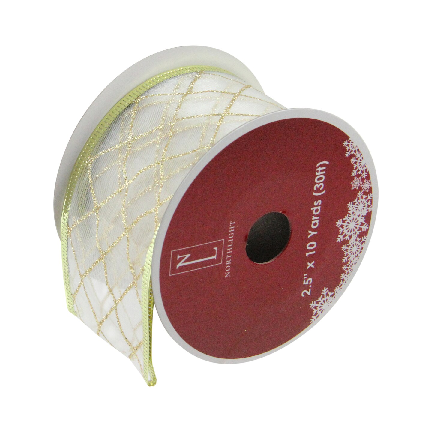 Northlight Gold Glittering Diamonds Wired Christmas Craft Ribbon 2.5" x ...